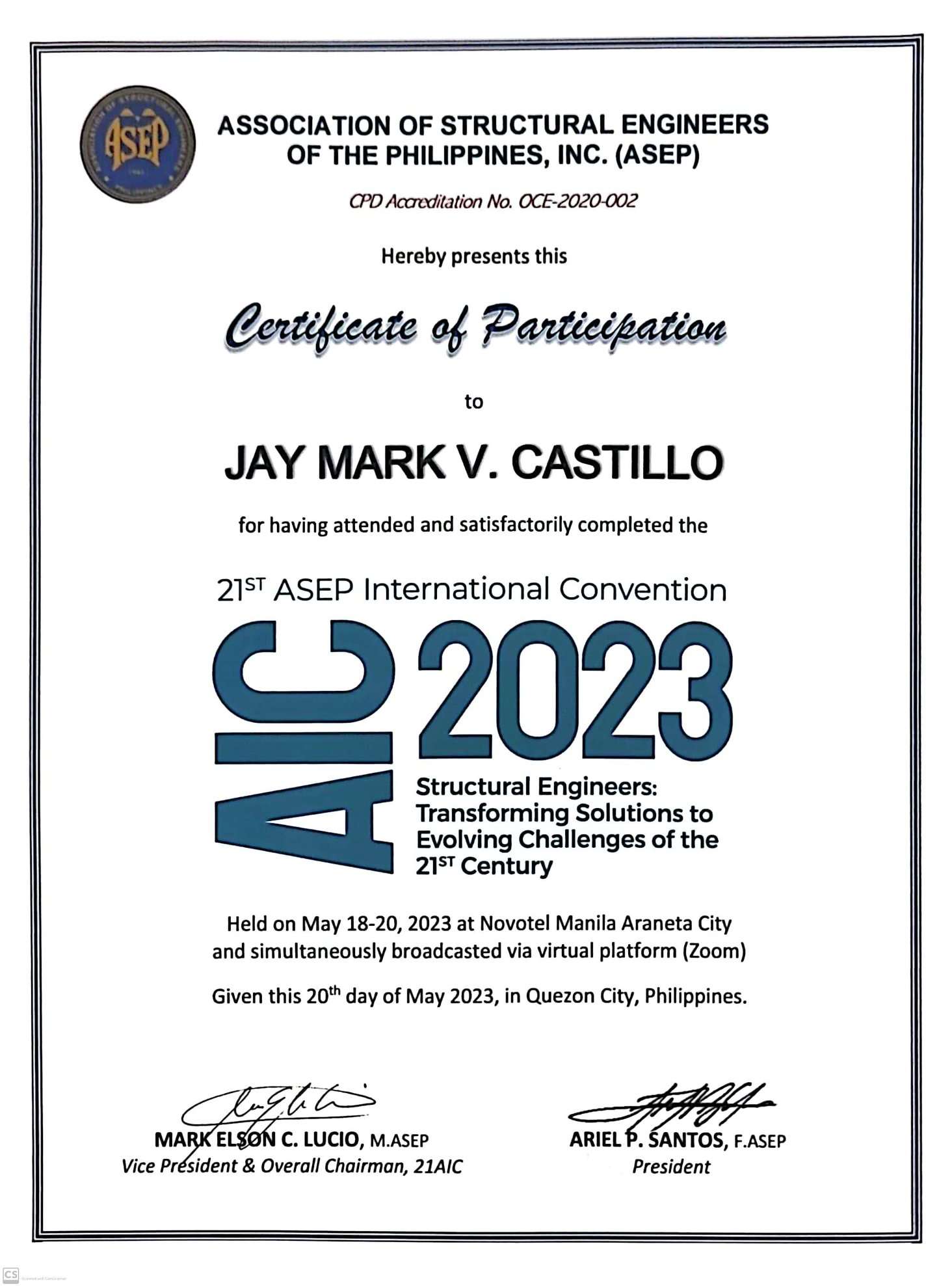 Certificates & Affiliations - JMVC Consulting Structural Engineers